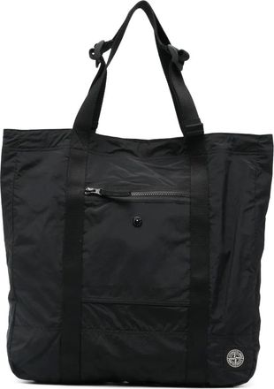 Stone Island logo-patch tote bag - Schwarz