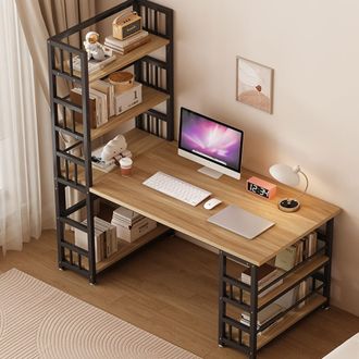 Generic Platzsparender Computertisch,Schreibtisch Mit Kabelwanne,Ablagef&auml;chern,Gaming Tisch,Arbeitsplatz for Arbeitszimmer Wohnzimmer B&uuml;ro Schlafzimmer(Brown,