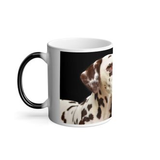 Fabulous Thermoreagierende Tasse Magische Tasse - Dalmatiner gro&szlig;er Hund zieht Zunge wei&szlig; und braun niedlich - 325 ml
