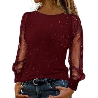 Generic Haut festif pour femme avec paillettes - Tenue de soir&eacute;e &eacute;l&eacute;gante pour soir&eacute;e et occasions sp&eacute;ciales, rouge, 4XL