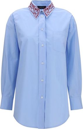 Fabiana Filippi Boyfriend Poplin Hemd mit verziertem Kragen - - Blouses & Shirts - Damen - Blau - S