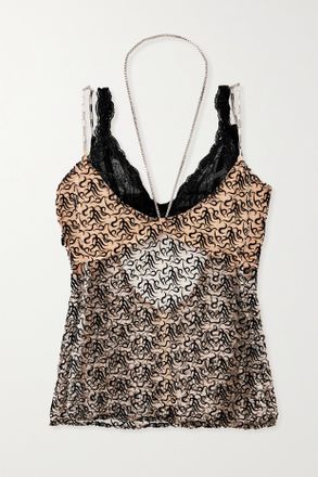 The Attico Caraco Convertible En Tulle Et En Dentelle À Broderies Et À Chaînes - Noir