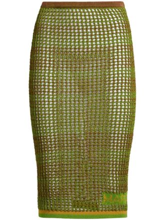 Marni jupe mi-longue ajour&eacute;e en coton - Vert
