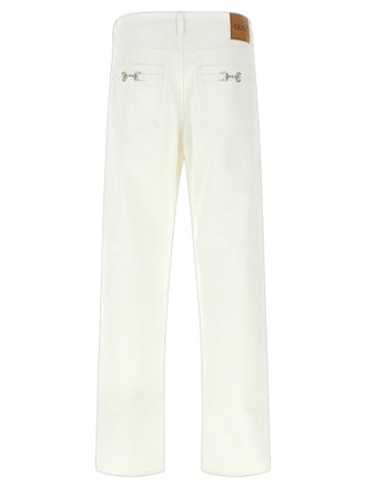 Gucci Mens White Cotton Straight-Leg Jeans Clothing