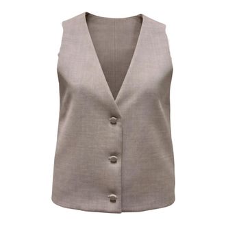 Mars&eacute;m Marsem, Femme, Vestes, Beige, Taille: 46 FR Gilet Sartoriale Fango Monopetto