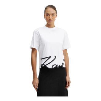 Karl Lagerfeld Femme, Tops, Blanc, Taille: 38 FR T-shirt Signature