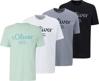 s.Oliver Homme T-shirt Paquet de 4 Logo T-Shirt