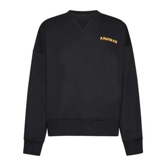 A Paper Kid Logo-Print Baumwoll-Sweatshirt in Schwarz - - Sweatshirts & Hoodies - Herren - Schwarzk - M