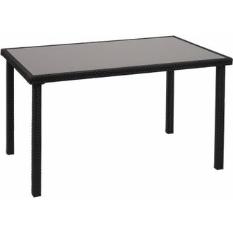 Hhg Neuwertig] Poly-Rattan Tisch HHG 951, Gartentisch Balkontisch, 120x75cm schwarz
