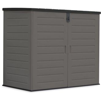 Wasabi Wasabi Gartenschuppen Kunststoff mit Boden 1170 L - 140x82x124cm - M&uuml;lltonnenbox 2er - Wetterfest - Doppelt&uuml;r und Scharnierdeckel