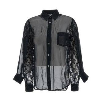 Comme Des Gar&ccedil;ons Transparente Langarmbluse - - Blouses & Shirts - Damen - Schwarzk - S