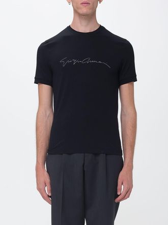 Giorgio Armani T-shirt &agrave; manches courtes en coton avec logo contrastant
