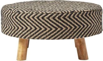 Homescapes Homescapes - Tabouret Jute Motifs Chevrons Coloris Noir 62 x 62 x 30 cm