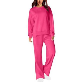 Generic Surv&ecirc;tement de sport pour femme - 2 pi&egrave;ces - Confortable - Sweat et pantalon - Tenue dentra&icirc;nement d&eacute;contract&eacute;e - Manches longues - Avec poches - Comb