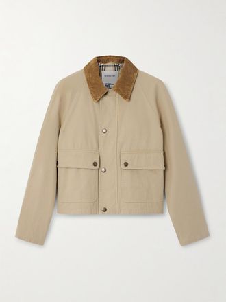 Burberry Jacke Aus Baumwoll-twill Mit Cordbesatz - Neutral