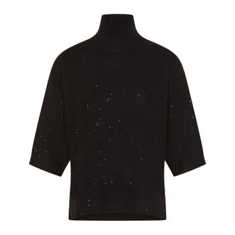 Seventy Rollkragenpullover mit Mikropailletten - - Knitwear - Damen - Schwarzk - XS