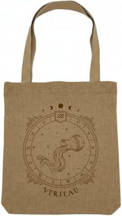 Fabulous Sac Shopping Tote Bag Aspect Lin - Verseau Cartomancie Signe Astrologie Zodiaque Astres Constellation Tarot - Sac de Courses Toile Epaisse 360g Beige 
