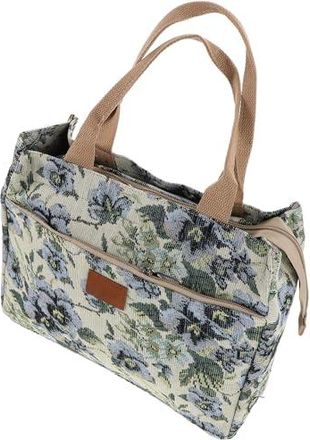 BESPORTBLE Paquet Cabas en Toile pour Femme &agrave; Motif Floral Vert Grand Paquet &agrave; Main Zipp&eacute; Cabas L&eacute;ger et R&eacute;sistant Shopping les Voyages Loisirs 1 Pi&egrave;ce