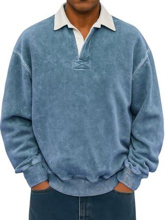 Generic Polo classique extensible et l&eacute;ger &agrave; coupe classique pour homme, doux et confortable, coupe classique, bleu, 3XL