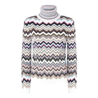 Missoni Pullover mit Zickzackmuster und Rollkragen - - Knitwear - Damen - Mehrfarbig - S