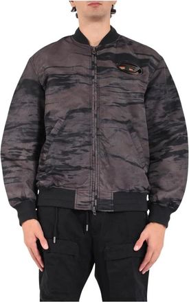 Diesel Homme, Vestes, Brun, Taille: 2XL Bomber en Nylon Imprimé