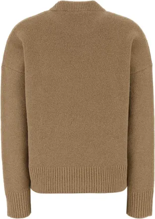 Ami Heart-Embroidered Alpaca-Wool Blend Sweater - Beige