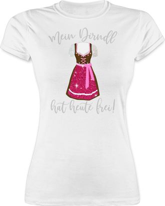Shirtracer Shirt Damen - Kompatibel mit Oktoberfest - Mein Dirndl hat Heute frei - XXL - Wei&szlig; - bayrische Oberteile trachtenshirt bayrisch Trachten ersatz Tshirt