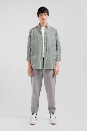 Eden Park Chemise En Popeline De Coton Ray&eacute;e Verte Coupe Regular