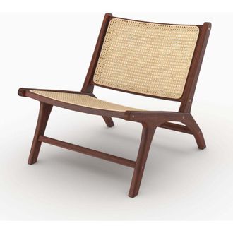 Rendez-Vous D&eacute;co Fauteuil en bois de teck finition noyer et cannage en rotin - Kilka