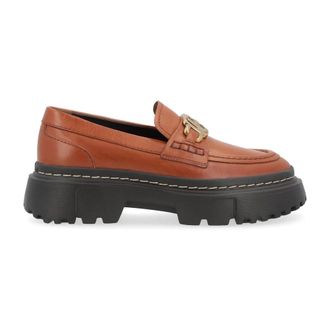 Hogan Brauner Ledermokassin mit Metallaccessoire - - Shoes - Damen - Braun - 39 EU