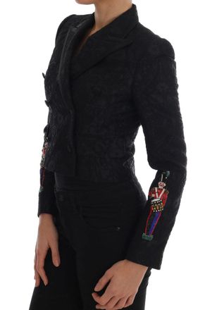 Dolce & Gabbana Womens Black Brocade Blazer Jacket Nylon Clothing