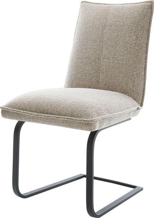 DELIFE Schwingstuhl Lelio-Flex Freischwinger flach Schwarz Webstoff Soft Beige Taschenfederkern