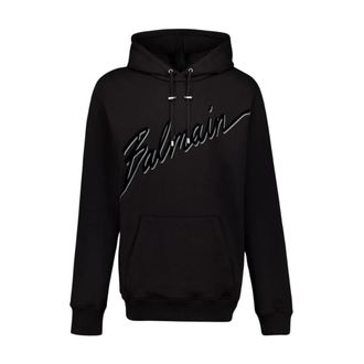 Balmain Schwarzer Flocked Sweatshirt mit Logo - - Sweatshirts & Hoodies - Herren - Schwarzk - XL