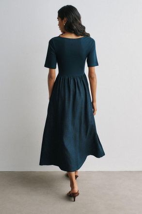 Next Jeanskleid Kurz&auml;rmeliges Denimkleid aus Jerseymischung (1-tlg)