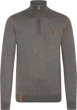 Indicode Nathen Herren Strickpullover Troyer Feinstrick Pullover Mit Stehkragen und Reißverschluss, Größe:XXL, Farbe:Grey Mix (914)