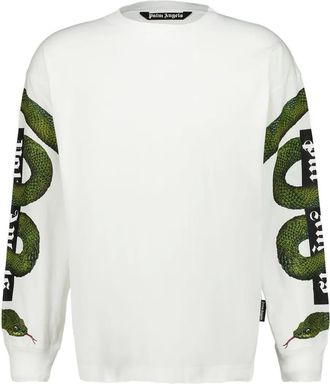 Palm Angels t-shirt à logo serpent proéminent - Blanc
