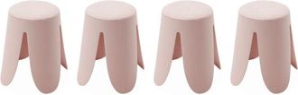 Sweeek Set de 4 tabourets empilables rose p&acirc;le. bouclette textur&eacute;e. NIKI. &Oslash;30 / 44 x H46cm