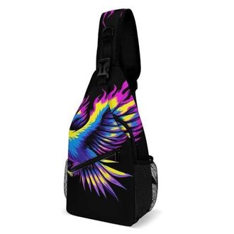 Generic Sacoche Homme Bandouliere Art abstrait du Corbeau de Feu Antivol Sling Bag Réglable Cross Body pour Cyclisme école Homme