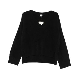 C.T. Plage Pull en maille &agrave; col en V - Femme - Pulls - Noir - Taille: 38 FR