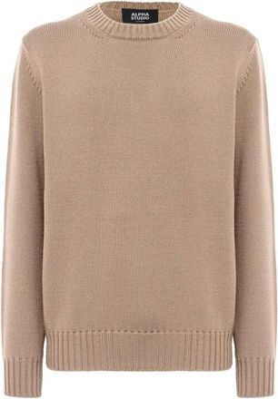 Alpha Studio Homme, Pulls, Brun, Taille: XL Pull à col rond et manches longues