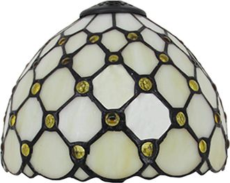 Generic Tiffany Lampenschirm Ersatz f&uuml;r Tischlampe, Pendelleuchte, Deckenlampe, Schreibtischlampe, 20 cm Breiter Buntglas-Lampenschirm mit Bernsteinperlen (Be
