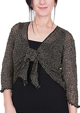 Mimosa Bol&eacute;ro au crochet pour femme &agrave; paillettes ou uni en dentelle super extensible avec filet de poisson &agrave; nouer &agrave; la taille Bol&eacute;ro Cardigan ouvert pour UK