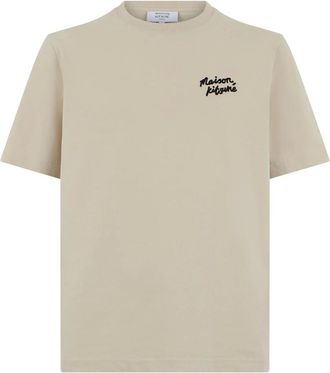 Maison Kitsun&eacute; Homme, Tops, Beige, Taille: XL T-shirt en coton avec logo