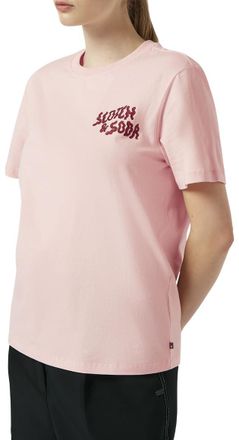 Scotch & Soda Damen T-Shirt Front Back Artwork Regular T-Shirt, Shirting Pink,XL