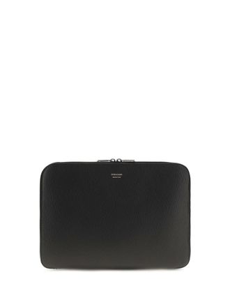 Ferragamo Mens Gancini Document Holder Black Calf Leather Bos Taurus Shoulder Bags