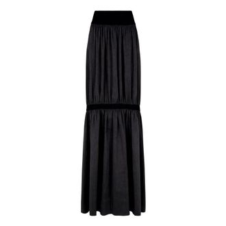 Cortana Langer Rock aus Leinen und Seide - - Skirts - Damen - Schwarzk - L
