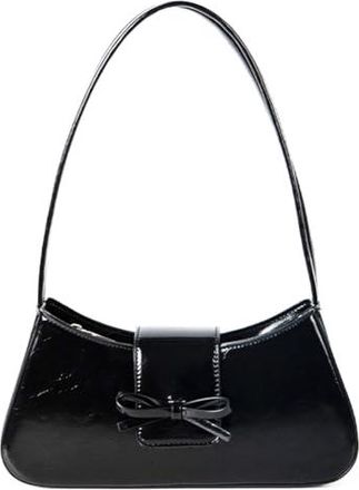 Generic Y2K - Portefeuille tendance en cuir synth&eacute;tique avec noeud mignon - Avec fermeture &eacute;clair - Style r&eacute;tro - Pour femme et fille, Noir