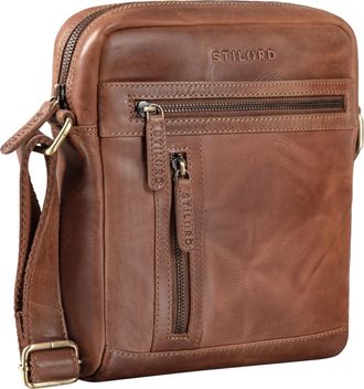 STILORD Vince Echtleder Umhängetasche Herren Kleine Vintage Schultertasche für 10,1 Zoll Tablets Herrentasche aus Echtem Leder, Farbe:andorra - braun