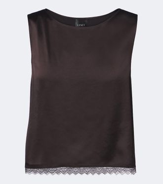 Leset Top court Barb en satin &agrave; dentelle