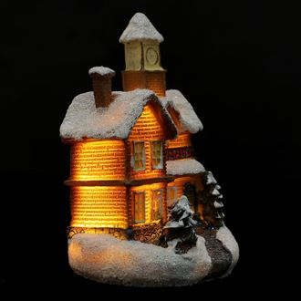 SOLUSTRE Weihnachtsdeko Minihaus aus Harz Kleines Mikrohaus Ornament f&uuml;r Tisch und Gartendekor Weihnachtliches Schmuckst&uuml;ck f&uuml;r Home und Party